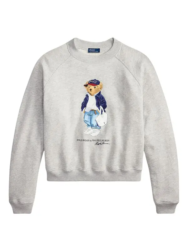 Ralph Lauren Crewneck Sweatshirt With Bear Print - Grey