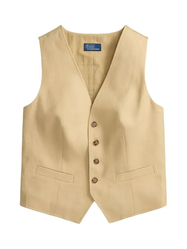 Ralph Lauren Tailored Button-front Vest - Beige