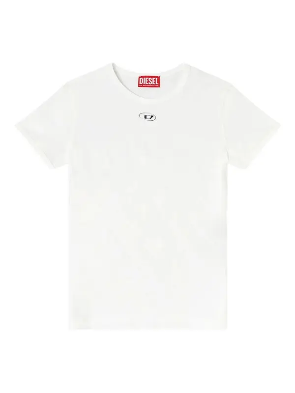 DIESEL® Slim Fit Crewneck T-shirt With Oval Logo - Bianco