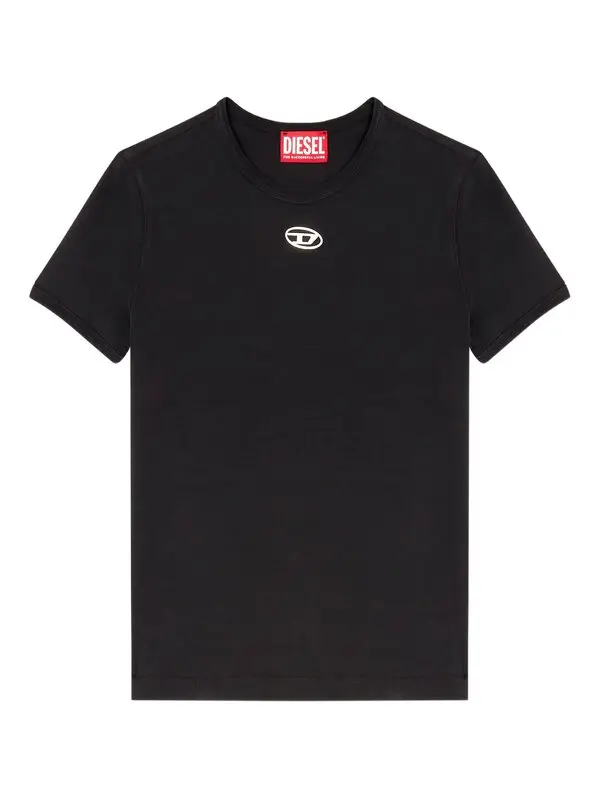 DIESEL® Slim Fit Crewneck T-shirt With Oval Logo Detail - Nero