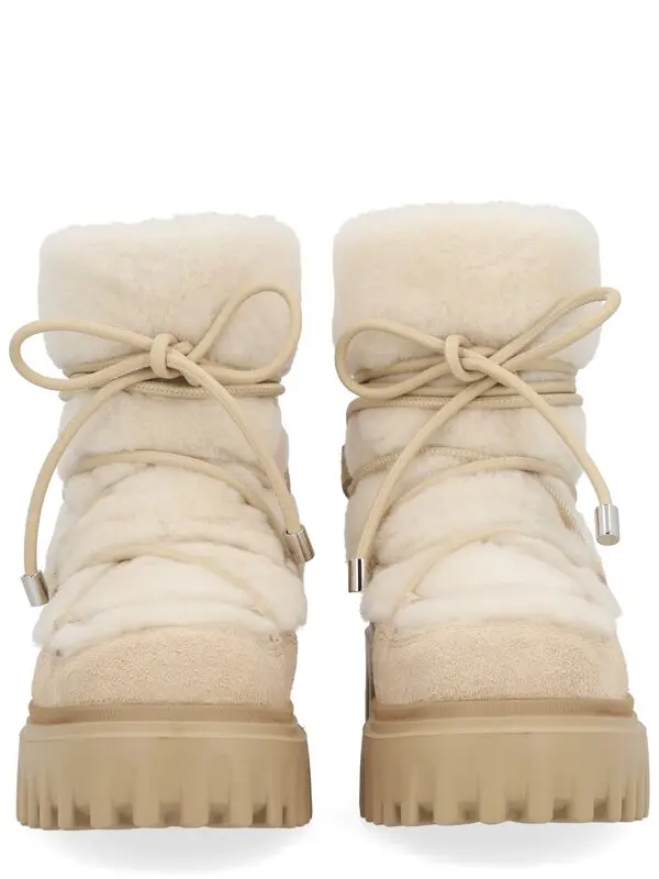 Hogan H700 Shearling-trimmed Suede Ankle Boots - Beige