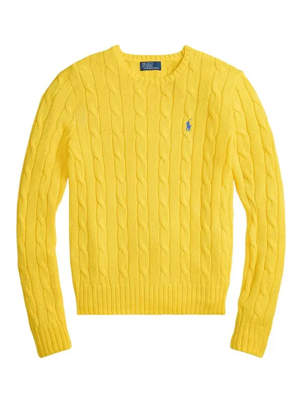 Ralph Lauren Cable Knit Crew Neck Sweater - Yellow