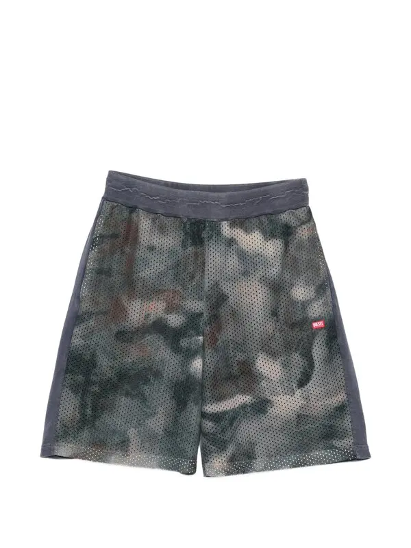 DIESEL® Camouflage Print Drawcord Waist Shorts - Grey
