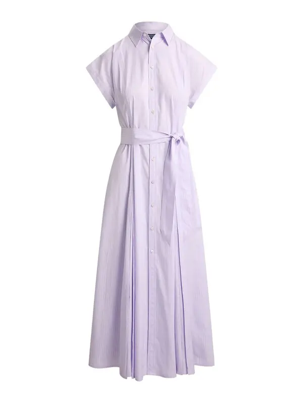 Ralph Lauren Striped Cotton Shirt Dress - Lilac