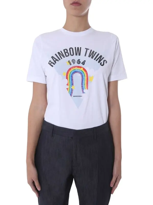 Dsquared2 Rainbow Twins 1964" T-shirt - White