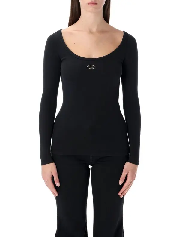 DIESEL® Slim Fit Long-sleeve Ribbed Top - Black
