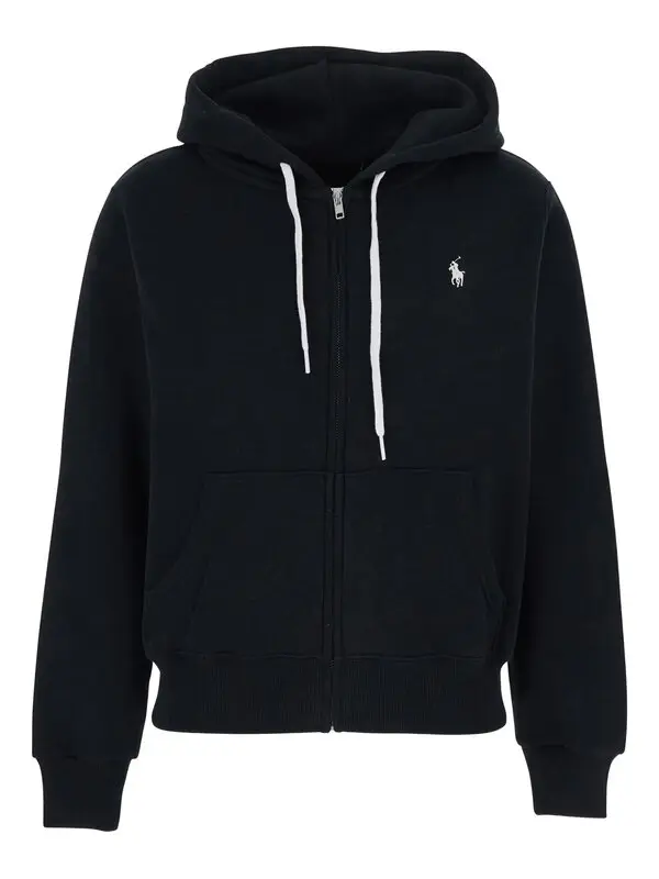 Polo Ralph Lauren Drawstring Hooded Fleece Full Zip Sweater - Nero