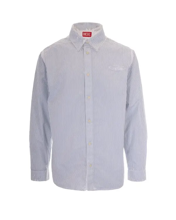 DIESEL® Classic Fit Short-sleeve Cotton Shirt For - Azzurro