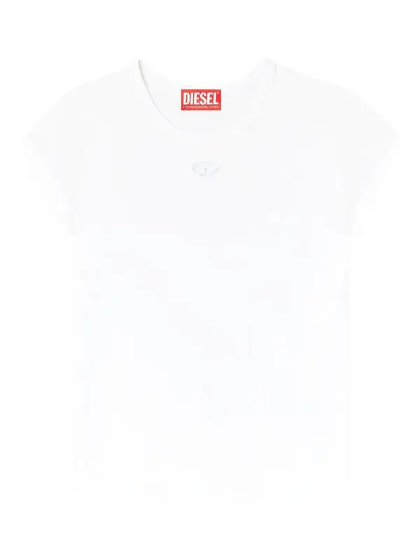 DIESEL® Slim Fit Round Neck T-shirt With Embroidered Logo - Bianco