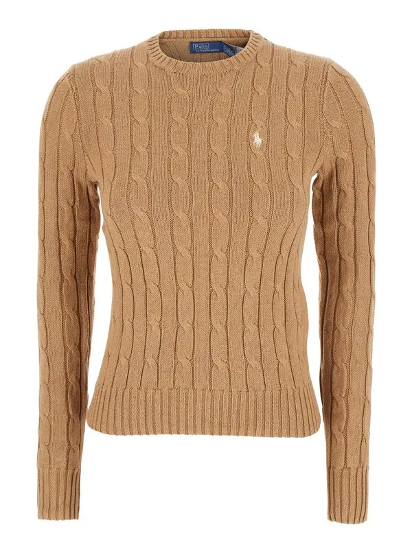 Ralph Lauren Cable Knit Crewneck Sweater - Beige