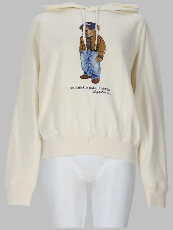 Polo Ralph Lauren Cream Fleece Back Crewneck Sweatshirt With Graphic Print - White