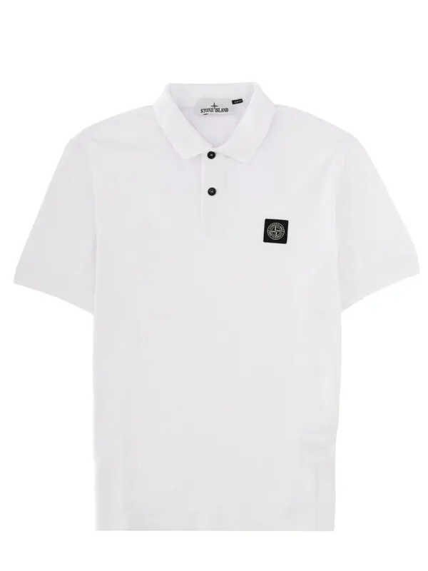 Stone Island Cotton Stretch Short-sleeve Polo Shirt - White