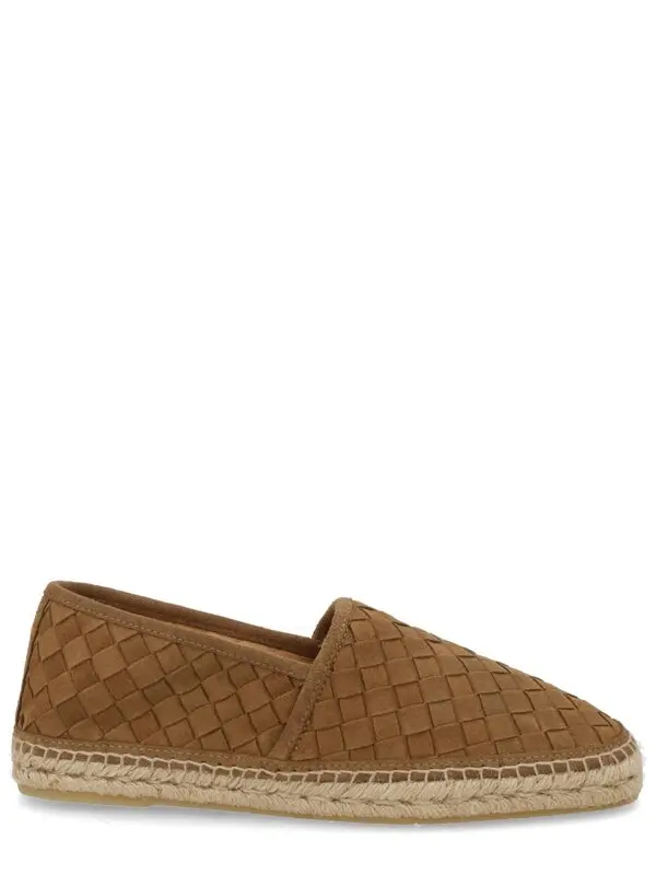 CastaÑer Woven Leather Espadrille Flats - Beige
