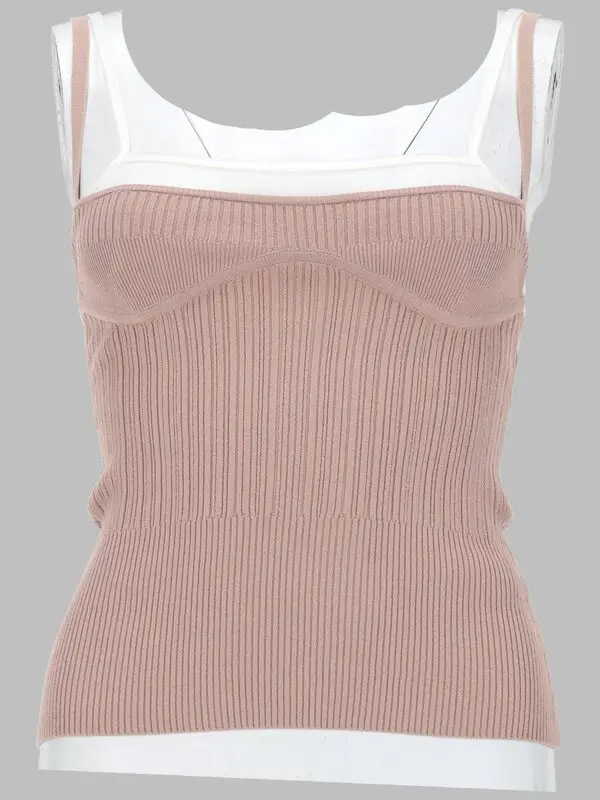 DIESEL® Ribbed Slim Fit Top With Layered Effect - Pink