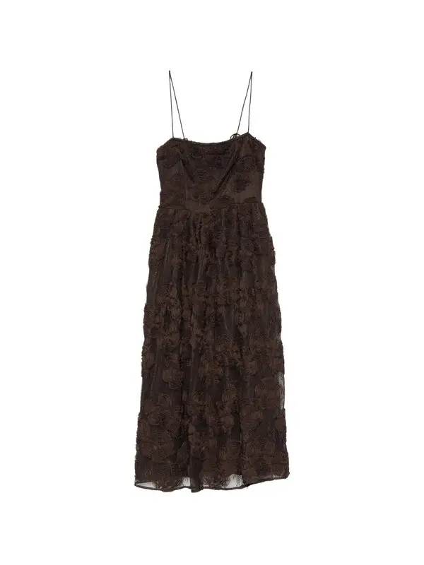 ROTATE BY BIRGER CHRISTENSEN Floral Applique Midi Dress - Marrone