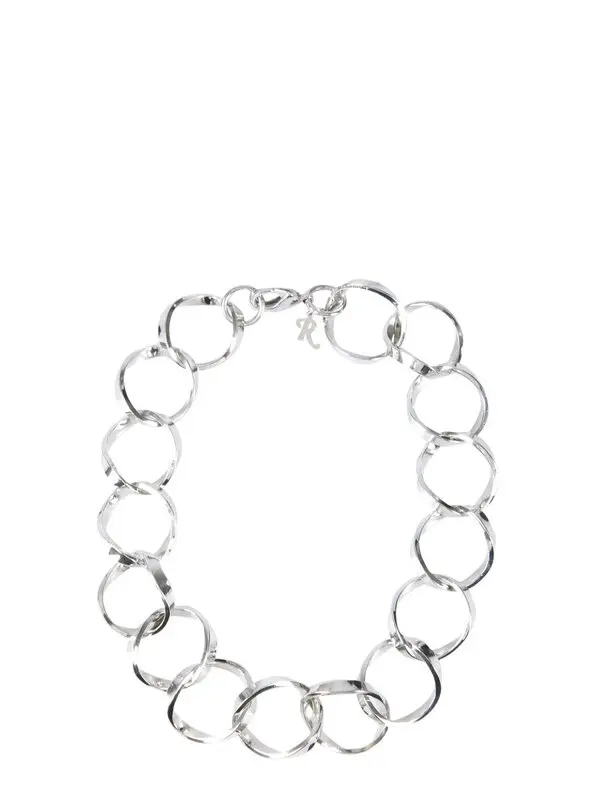 Raf Simons Brass Linked Rings Necklace - Silver