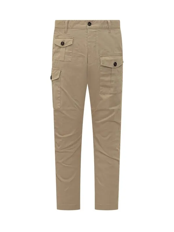 Dsquared2 Cargo Trousers With Button Detailing - Stone