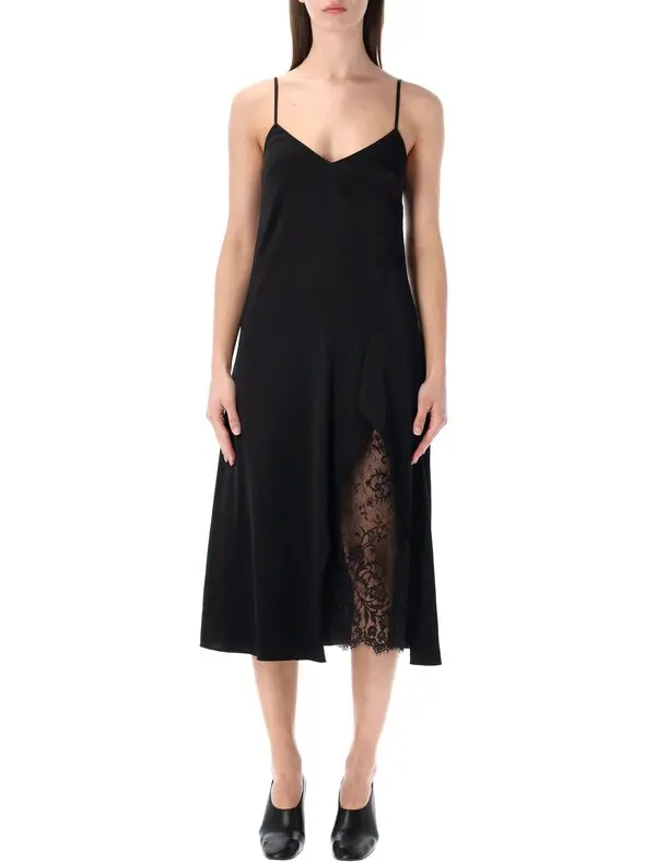 Acne Studios Lace Trimmed Midi Slip Dress - Black