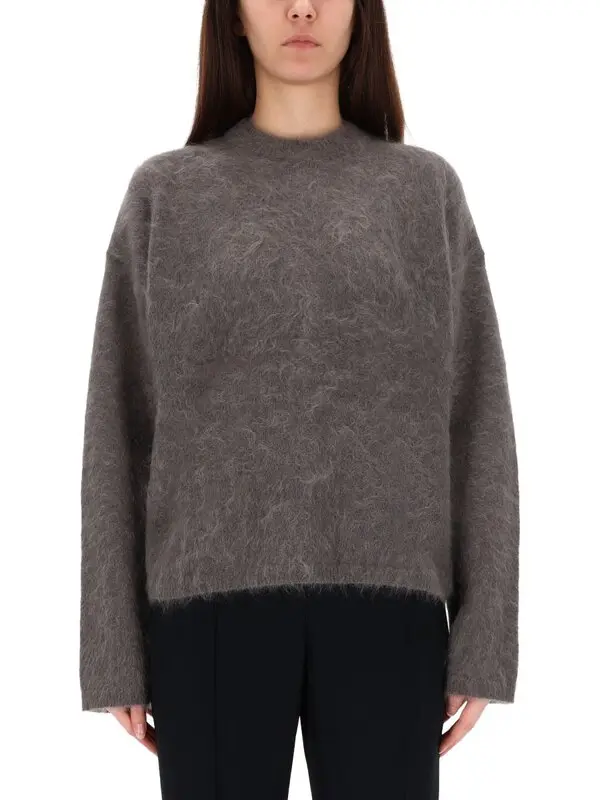 THE GARMENT Fuzzy Mohair Crewneck Sweater - Grey