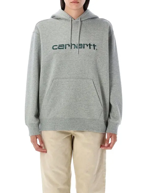Carhartt Work In Progress Cotton Blend Hooded Sweatshirt With Embroidered Logo - Grey