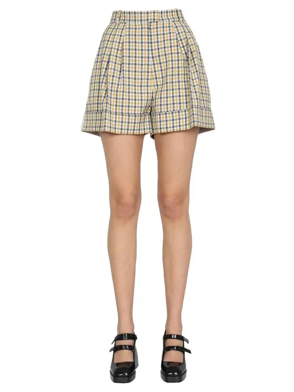 Baum Und Pferdgarten Plaid Pleated Shorts - Brown