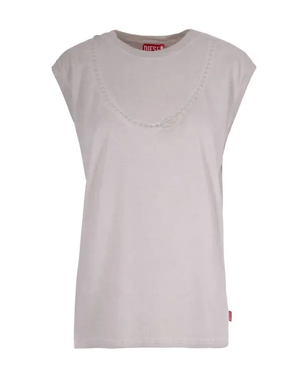 DIESEL® Short Sleeve T-shirt With Decorative Neckline - Grigio
