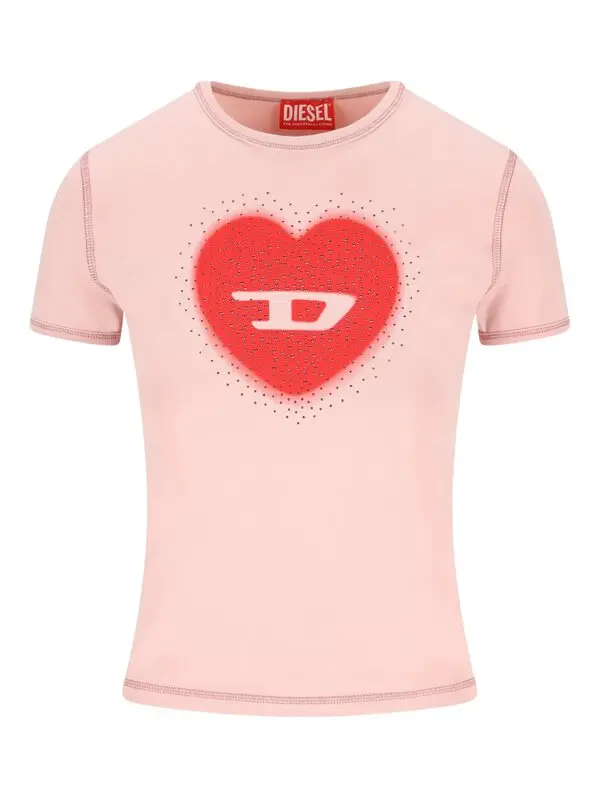 DIESEL® Slim-fit Mini T-shirt With Heart Print And Studs
