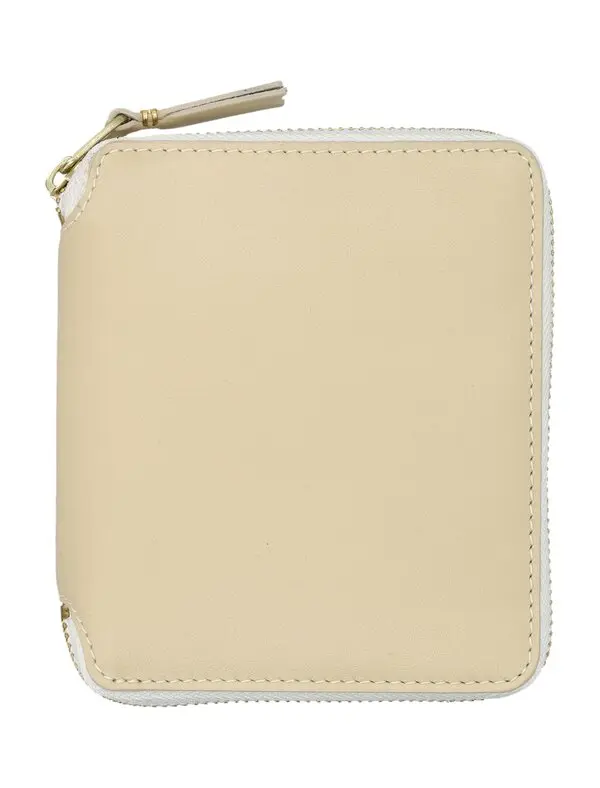 Comme Des Garçons Smooth Leather Vertical Zip Around Wallet - Beige