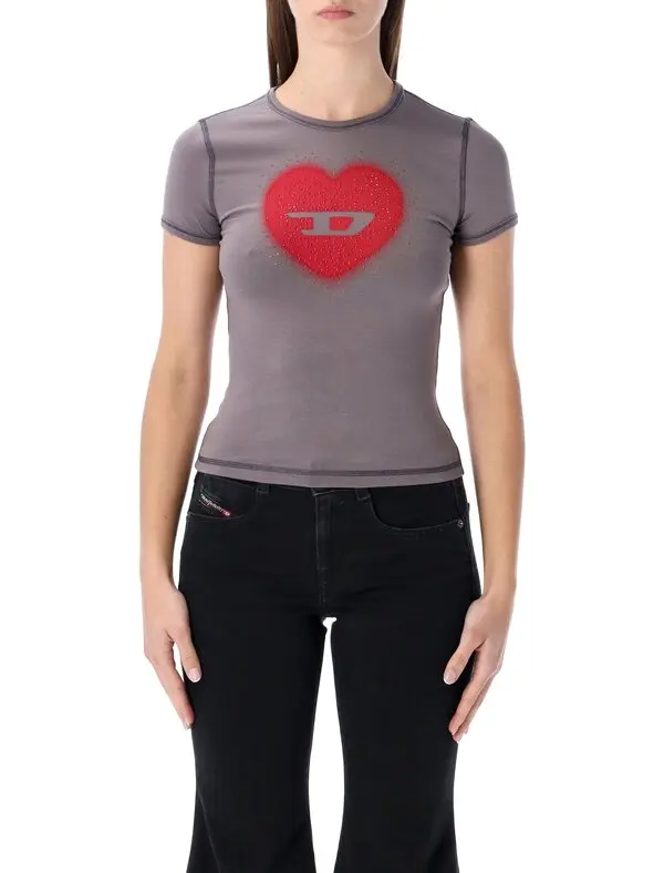 DIESEL® Slim Fit Heart Graphic T-shirt - Grey