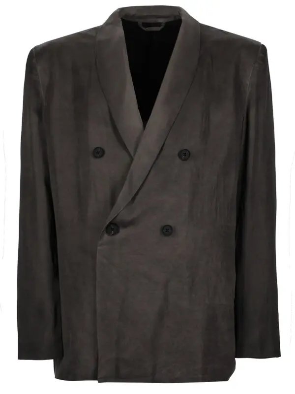 DIESEL® Lightweight Viscose Shawl Collar Double Breasted Jacket - Grey