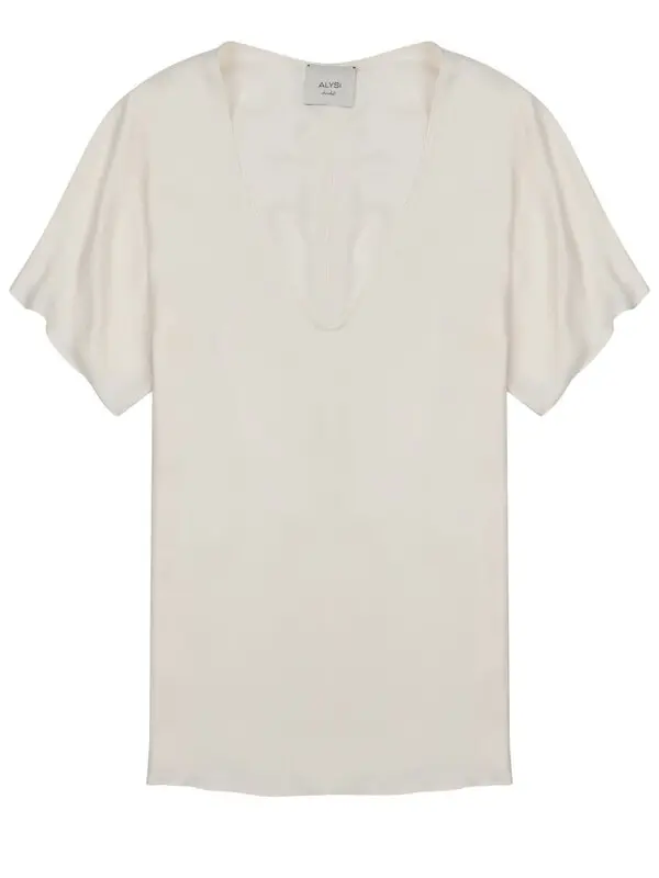 ALYSI Silk Twill Blouse - Ivory