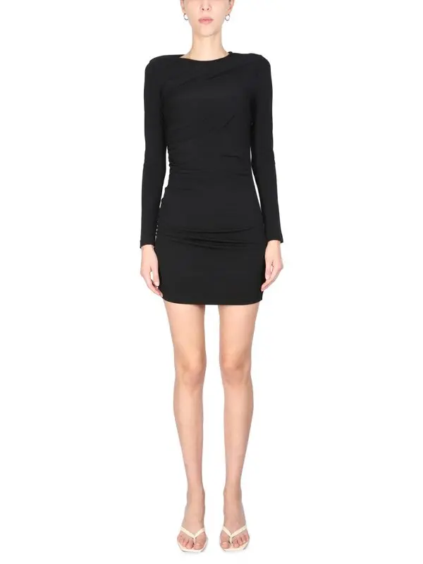 Dsquared2 Ruched Long Sleeve Mini Dress - Black