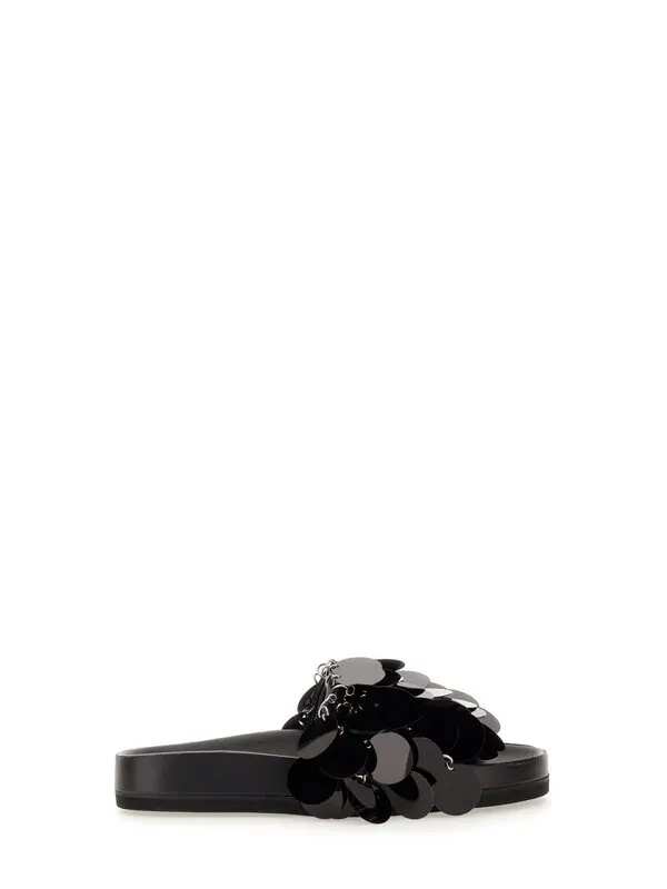 Rabanne Sparkle Disc Sandals - Black