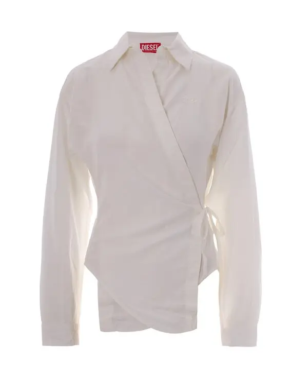 DIESEL® Wrap Shirt With Tie Detail - Bianco