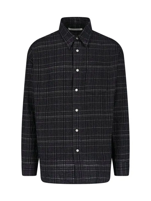 SUNFLOWER Plaid Button-up Shirt - Black