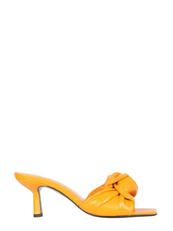 By Far Knot Detail Leather Mules - Orange