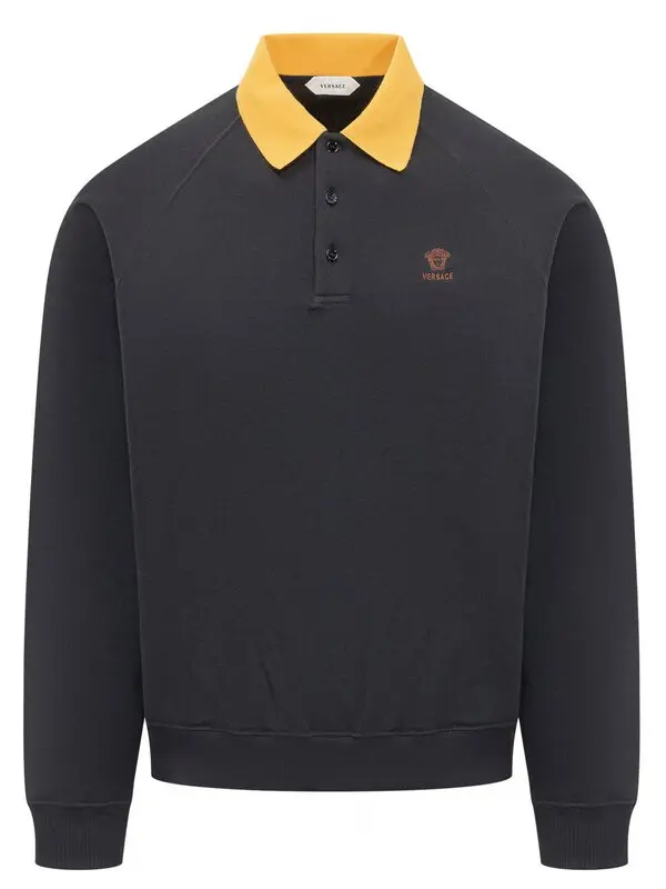 Versace Embroidered Cotton-jersey Sweatshirt - Blue