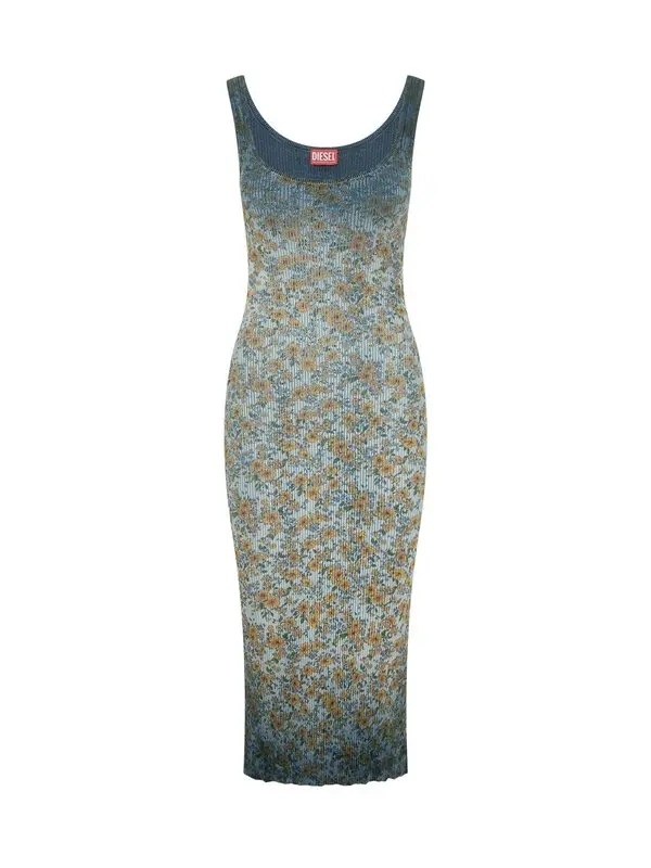 DIESEL® Ribbed Floral Print Mini Dress - Multicolor