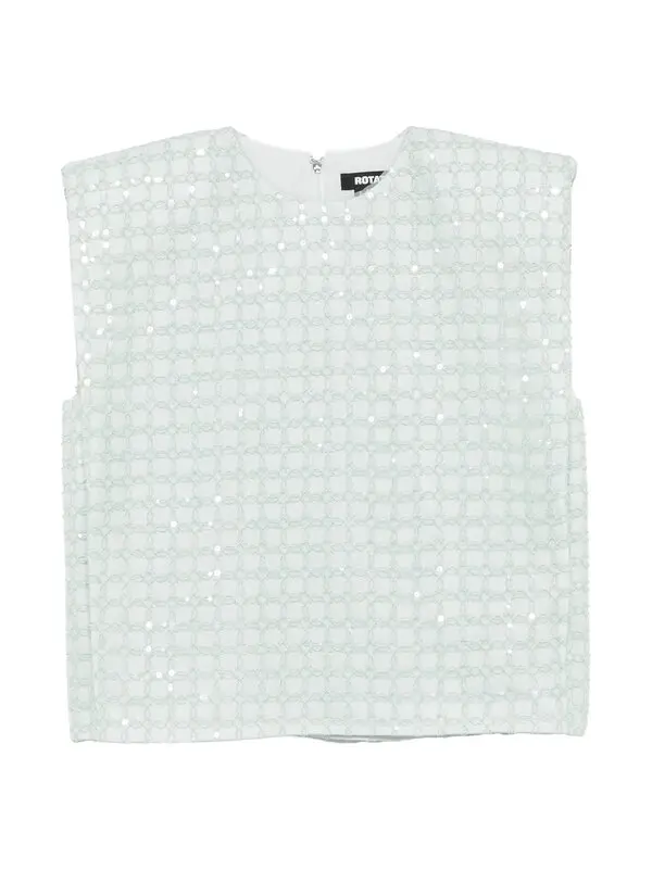 ROTATE BY BIRGER CHRISTENSEN Embroidered Mini Top With Back Zip Closure - Verde