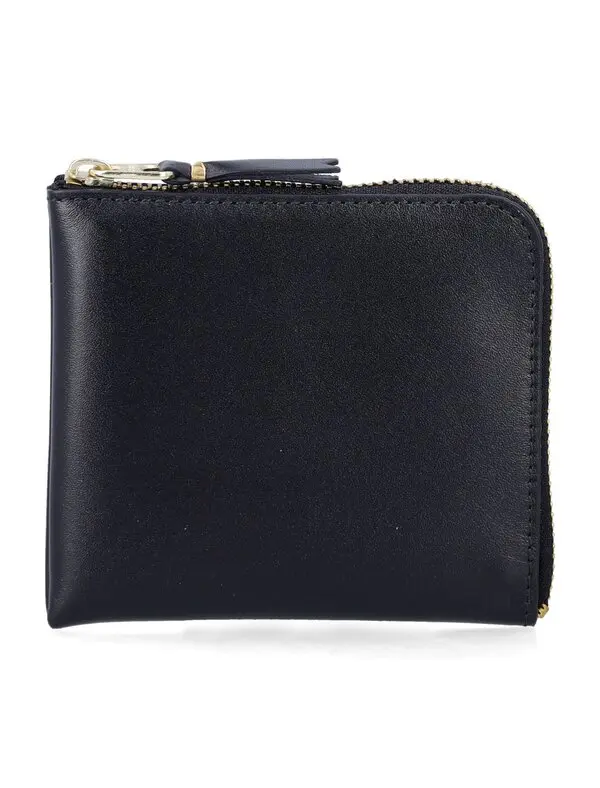 Comme Des Garçons Mini Zip Wallet Compact Smooth Leather - Black