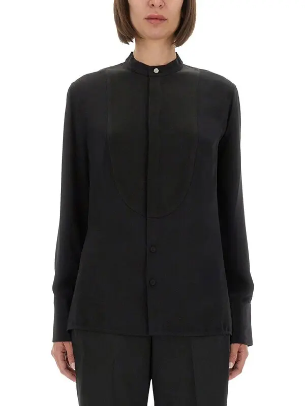 Victoria Beckham Long Sleeve Silk Shirt - Black