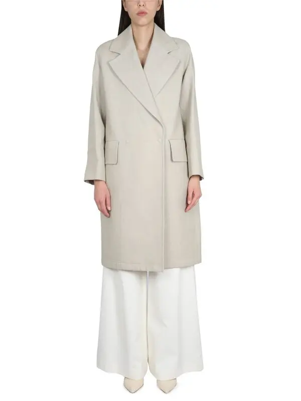 Max Mara Linen And Jersey Duster With Peaked Lapel - Beige