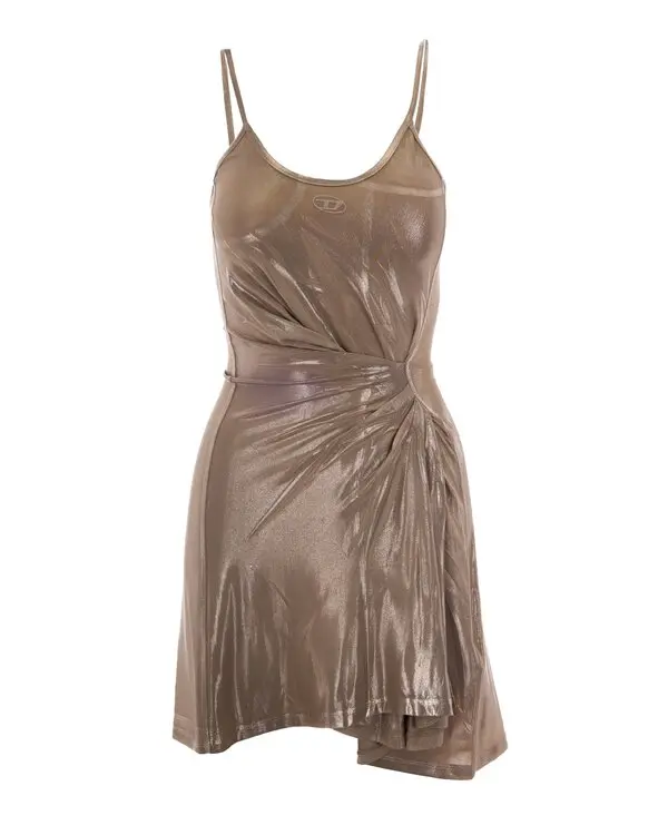 DIESEL® Slim Fit Spaghetti Strap Mini Dress - Beige