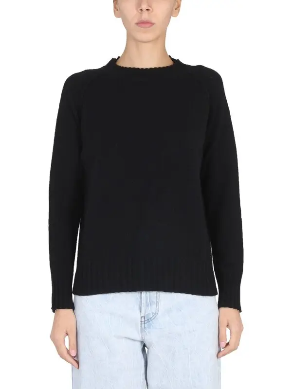 STEFANO MORTARI Wool Jersey Ribbed Collar Pullover