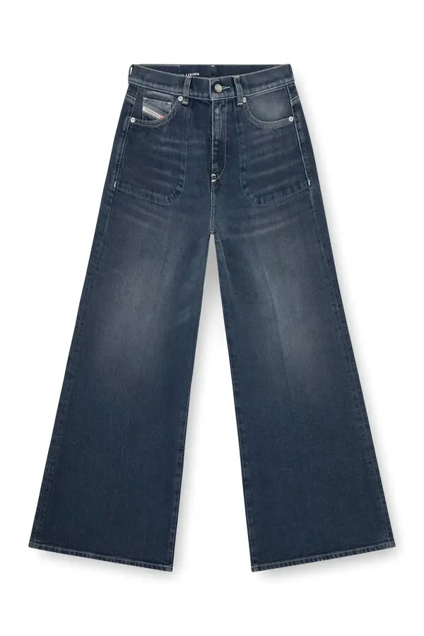 DIESEL® Medium Waist Wide Leg Jeans - Blu