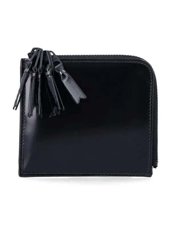 Comme Des Garçons Glossy Leather Zip Wallet - Black