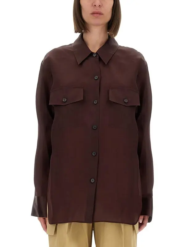 Khaite Matteo Silk Shirt - Bordeaux