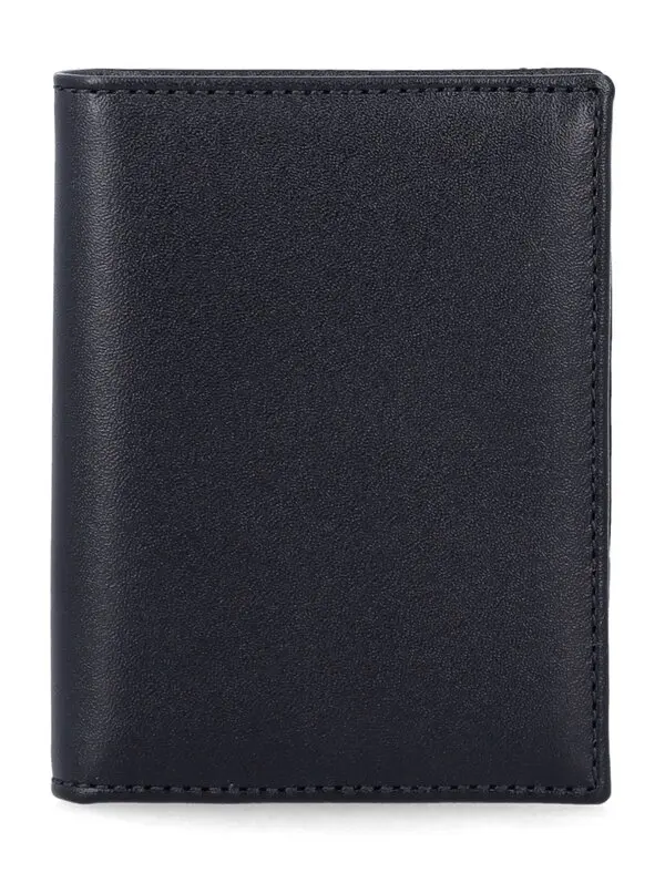 Comme Des Garçons Refined Bi-fold Wallet With Gold-tone Interior 10.5 Cm X 7.5 Cm - Nero