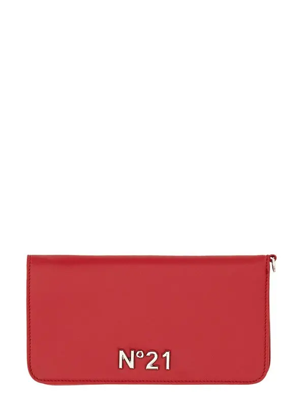 N°21 Leather Wallet With Logo - Red