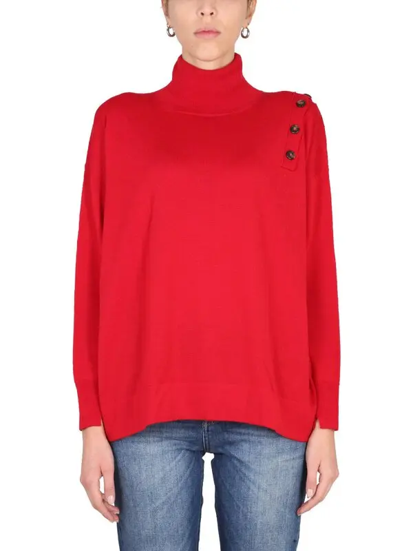 STEFANO MORTARI High Neck Shoulder Button Turtleneck Shirt
